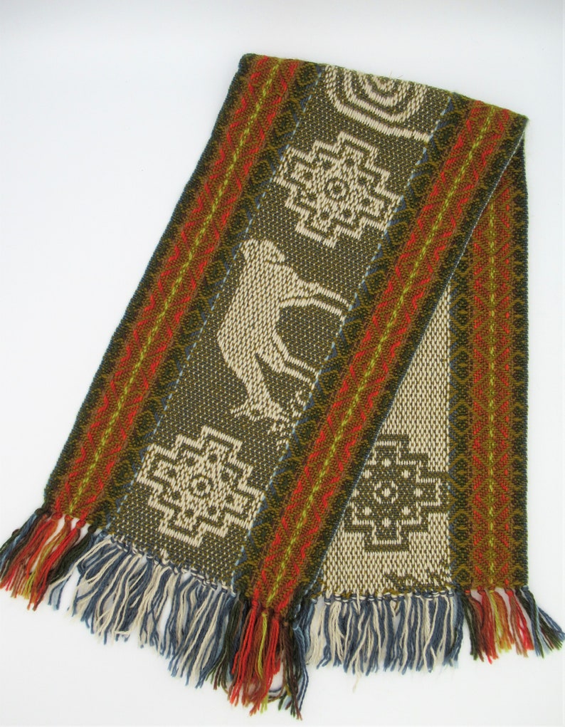 Alpaca Blend Unisex Scarf With Llama and Chakana Design/peruvian Alpaca ...