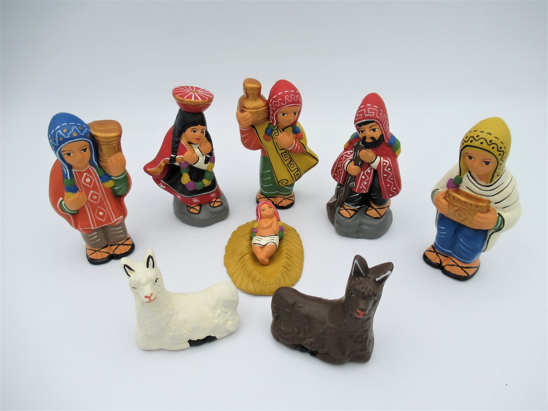 Nativity Set 3.5" Tall Handcrafted Pottery Nativity /folk Art Clay ...
