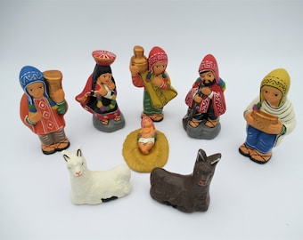 Peruvian Handmade Pottery Nativity Set 8 Christmas Decor, Clay Folk Art ...