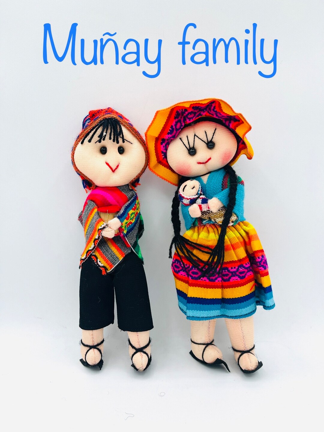 Set of 2 Peruvian Handmade Rag Doll Made With Inca Fabric. los Cholitos ...