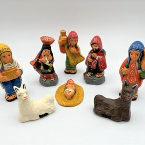 Nativity Set 3.5" Tall Handcrafted Pottery Nativity /folk Art Clay ...