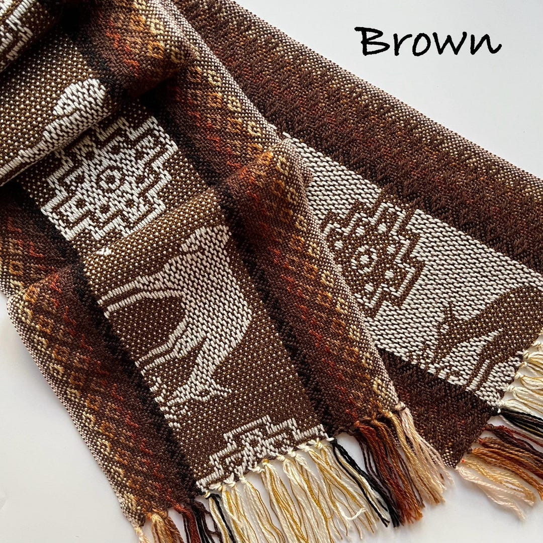 Alpaca Blend Unisex Scarf With Llama and Chakana Design/peruvian Alpaca ...