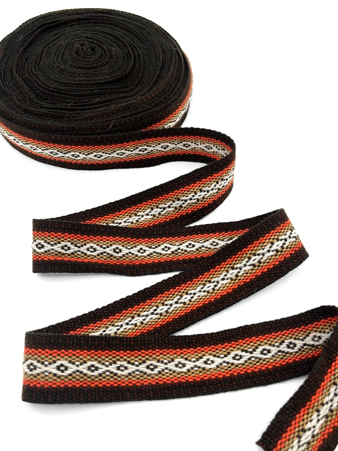 Brown 1.5" Andean Woven Ribbon. Ethnic Ribbon Woven Trim. Tribal Ribbon ...