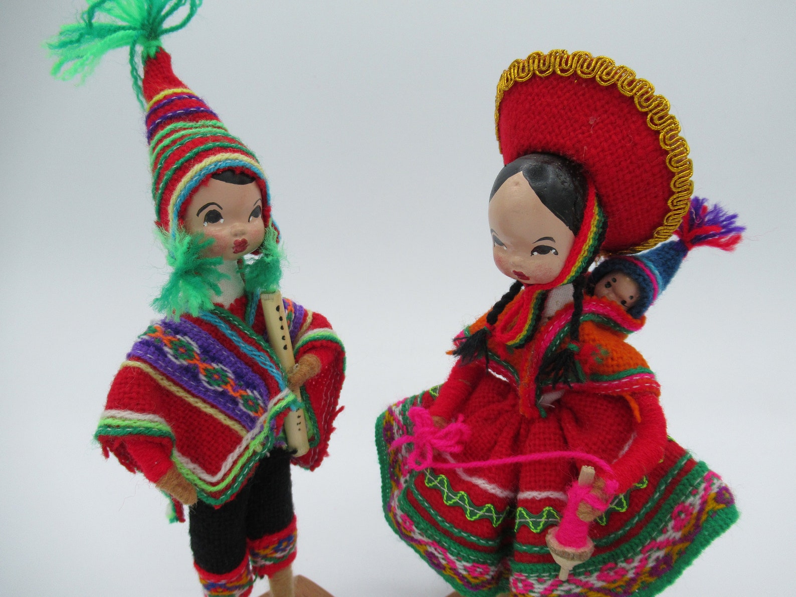 Set of 2 Peruvian Handmade Dolls, Folk Art Dolls 8" Tall - Etsy