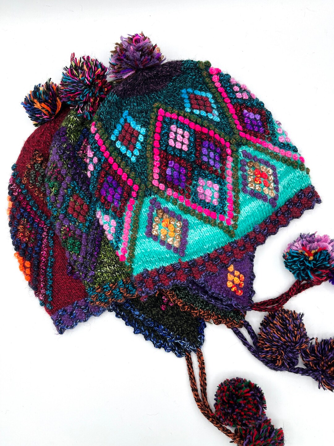Adults Alpaca Blend Handwoven Hat Chullo/vibrant Colors Chullo Hat for ...
