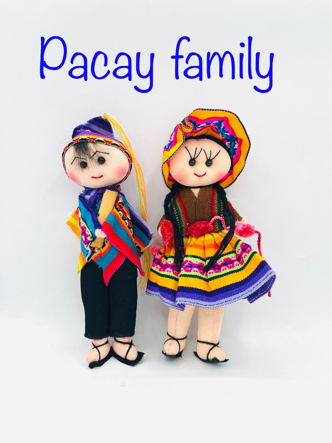 Set of 2 Peruvian Handmade Rag Doll Made With Inca Fabric. los Cholitos ...