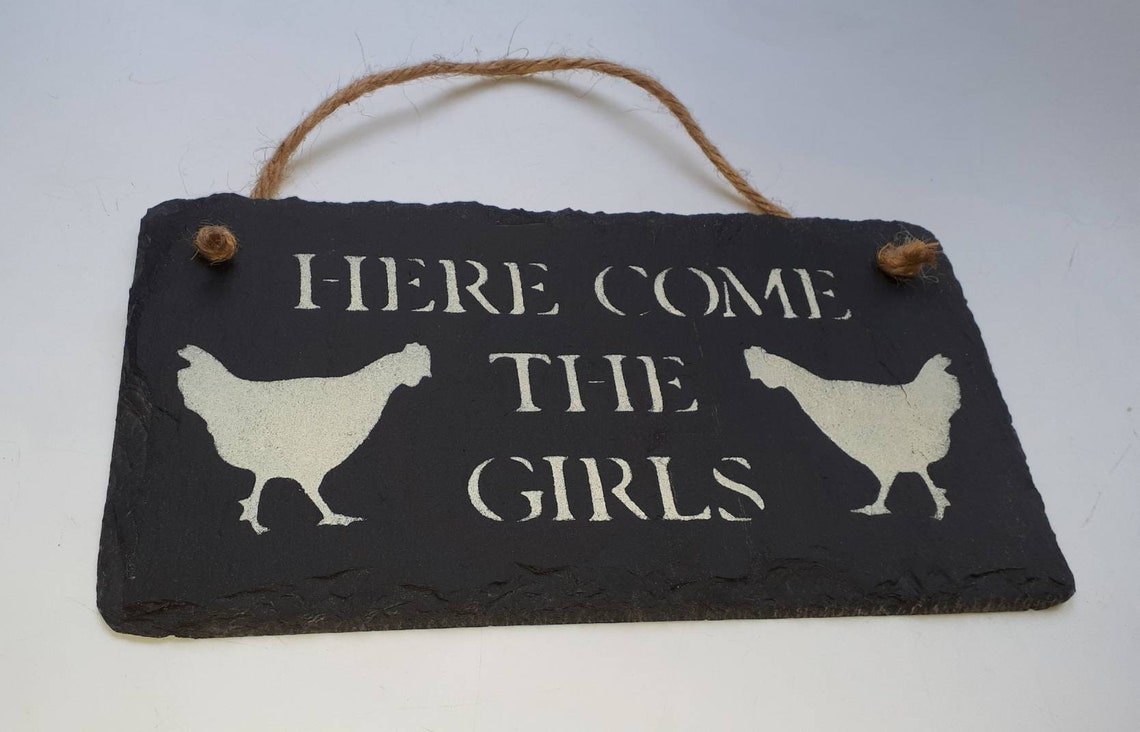 Chicken Sign Hen Sign Chicken Coop Here Come the Girls Slate - Etsy UK