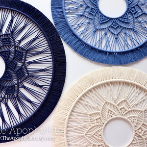 Macrame Mandala Circle Navy Blue Wall Hanging 49cm Handmade Modern Boho ...