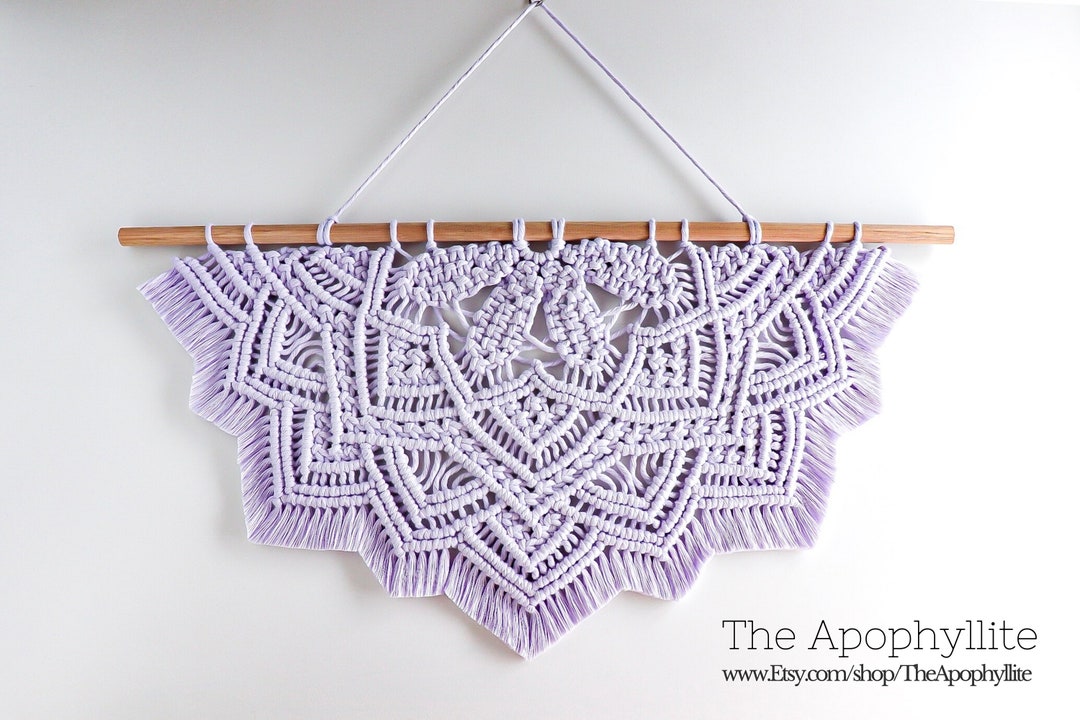Purple Macrame Wall Hanging, 70cm Light Purple Lilac Cotton Half ...