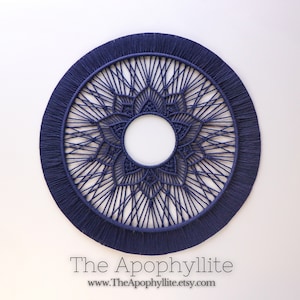 Macrame Mandala Circle Navy Blue Wall Hanging 50cm- Handmade Modern ...