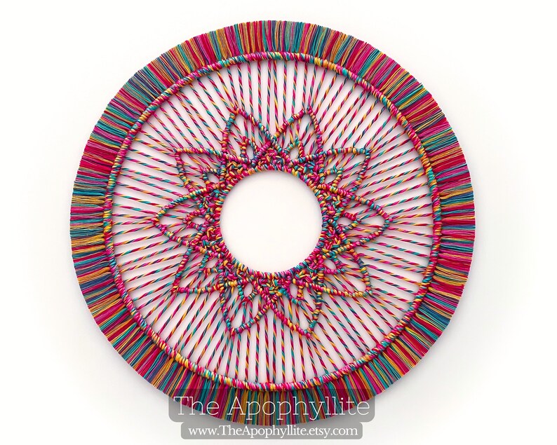 Rainbow Macrame Mandala 53cm Circle Wall Hanging. Fun Vibrant ...