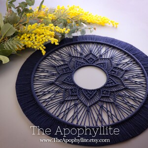 Macrame Mandala Circle Navy Blue Wall Hanging 50cm- Artisan Fibre Art ...