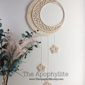 Macrame Moon & Stars Wall Hanging. Bedroom, Nursery or Mystic Decor ...