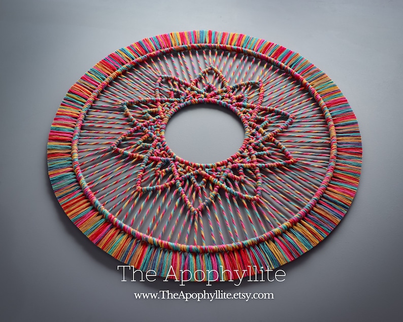 Rainbow Macrame Mandala 53cm Circle Wall Hanging. Fun Vibrant ...