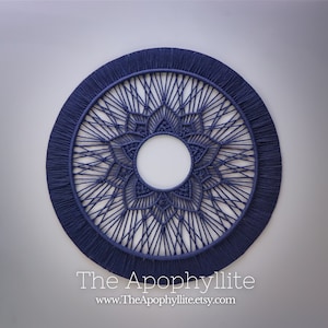 Macrame Mandala Circle Navy Blue Wall Hanging 50cm- Artisan Fibre Art ...