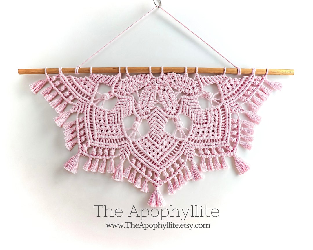 Macrame Half Mandala With Tassels, Large 80cm Pastel Pink Cotton ...