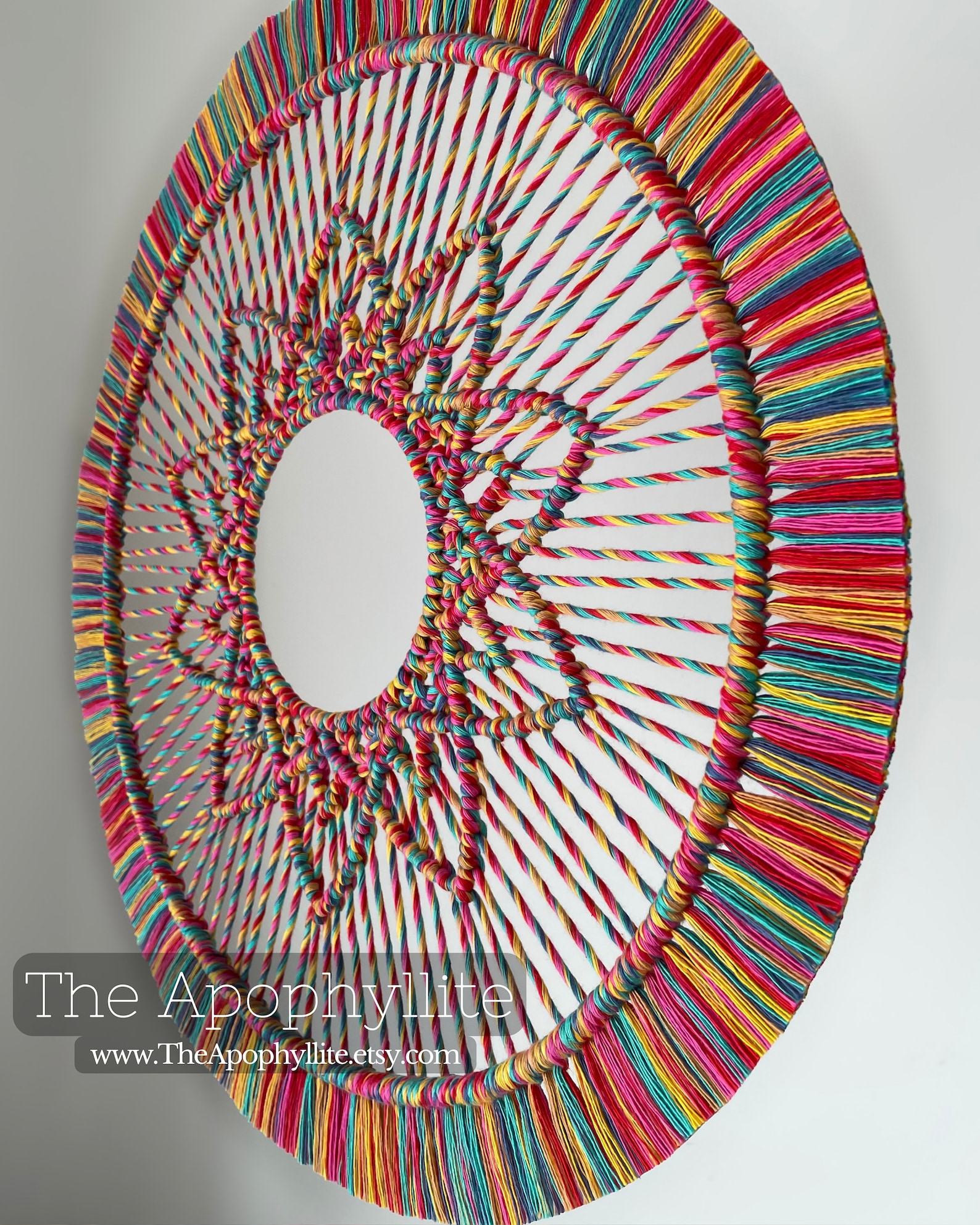 Rainbow Macrame Mandala 53cm Circle Wall Hanging. Fun Vibrant ...