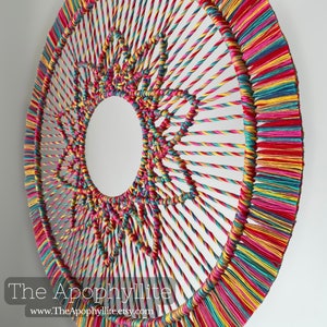 Rainbow Macrame Mandala 53cm Circle Wall Hanging. Fun Vibrant ...