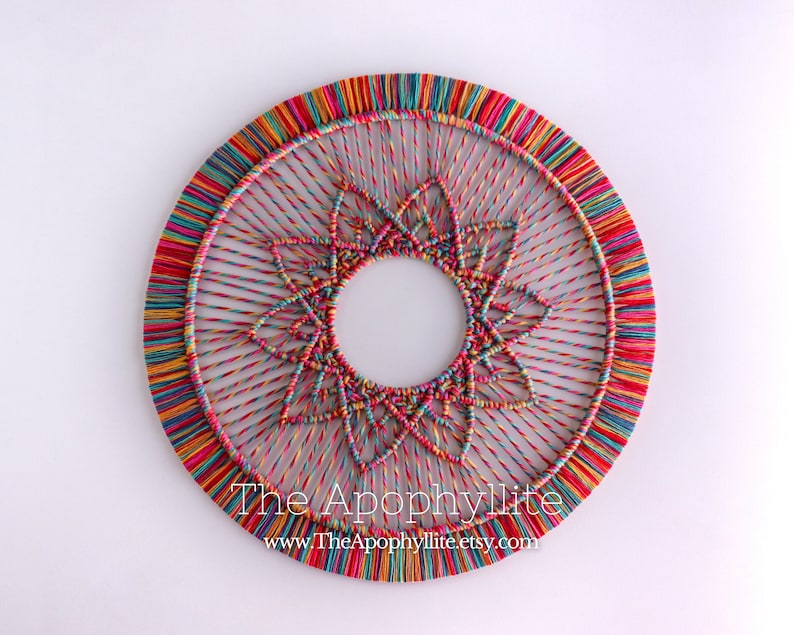 Rainbow Macrame Mandala 53cm Circle Wall Hanging. Fun Vibrant ...