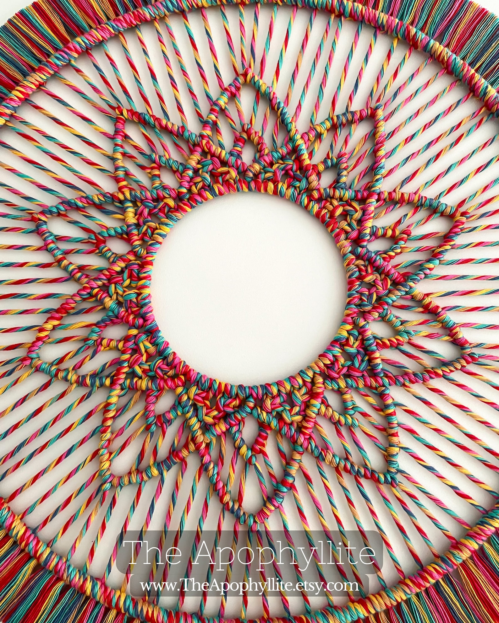 Rainbow Macrame Mandala 53cm Circle Wall Hanging. Fun Vibrant ...