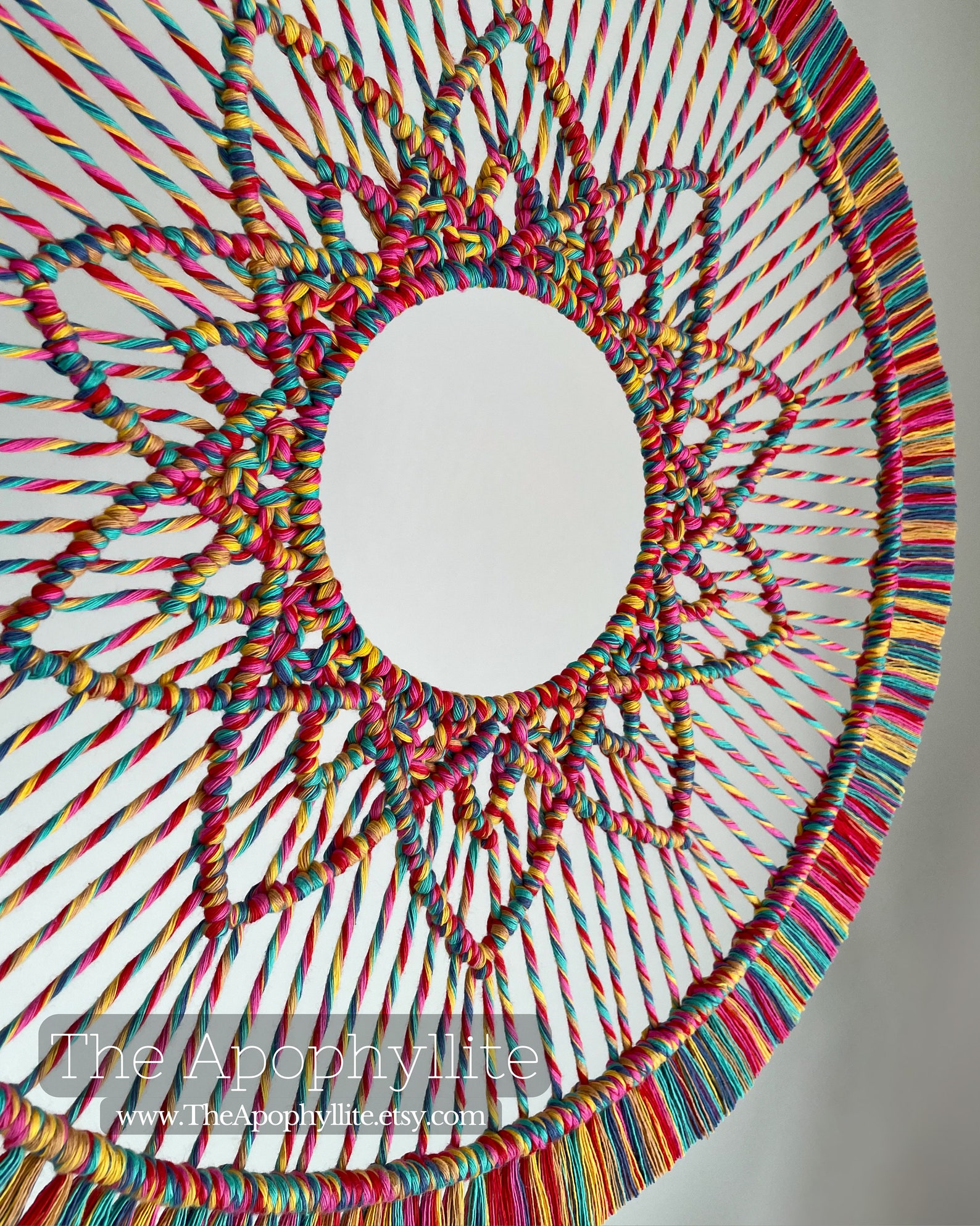 Rainbow Macrame Mandala 53cm Circle Wall Hanging. Fun Vibrant ...