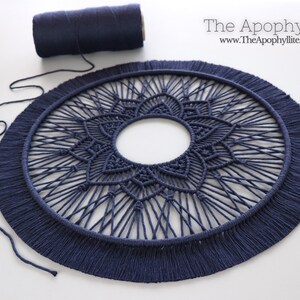 Macrame Mandala Circle Navy Blue Wall Hanging 50cm- Handmade Modern ...