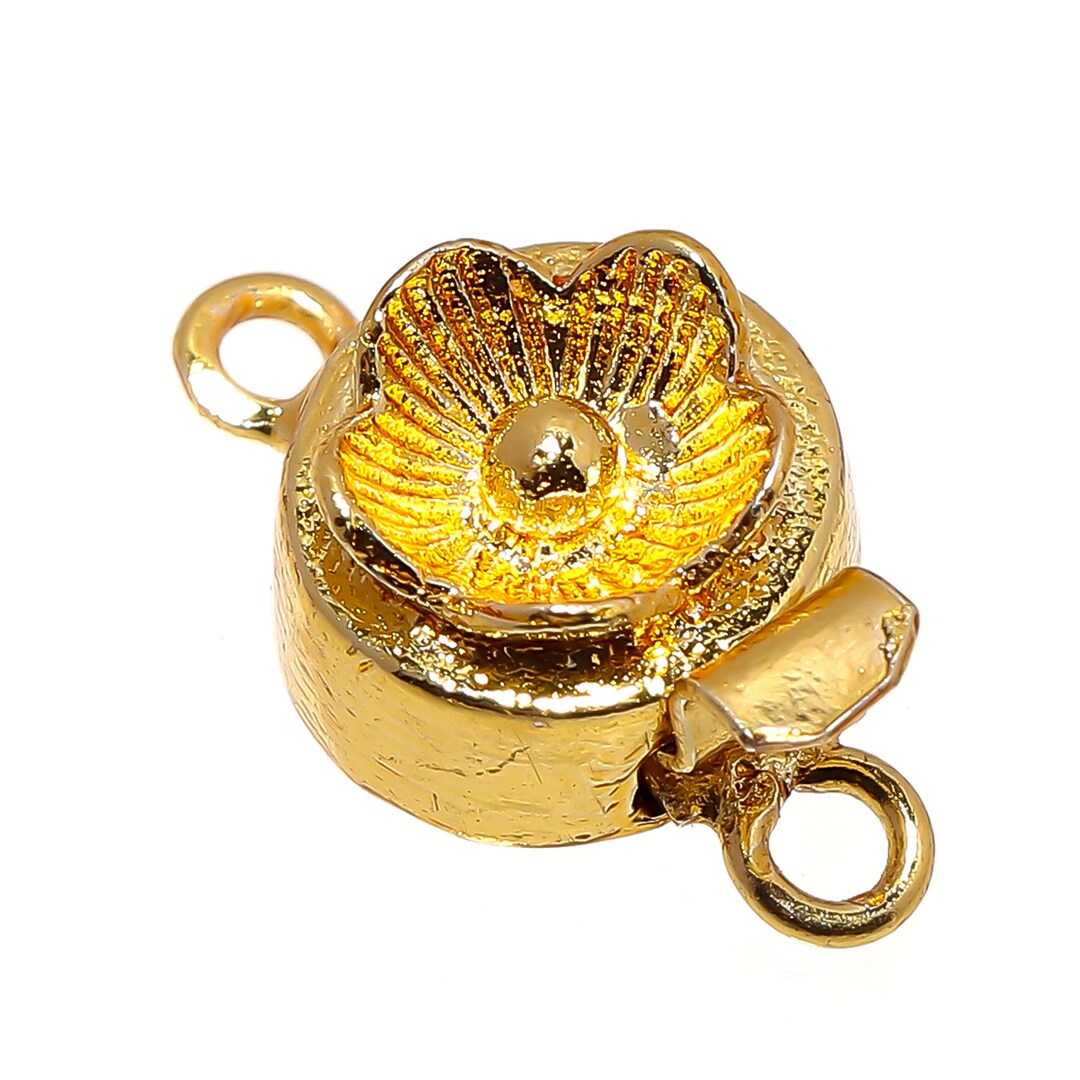 1 Pc 21x12x7mm One Strand Flower Bali Box Clasp 18k Gold Plated Jewelry ...