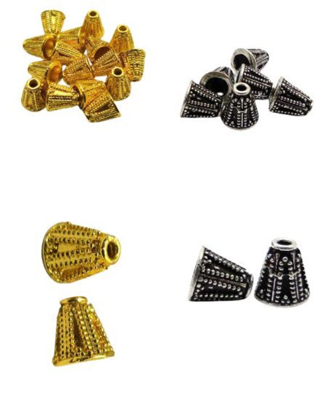 8 Pieces 8mm Bali Cone Bead Cap Antique Silver Plated Antique Copper ...