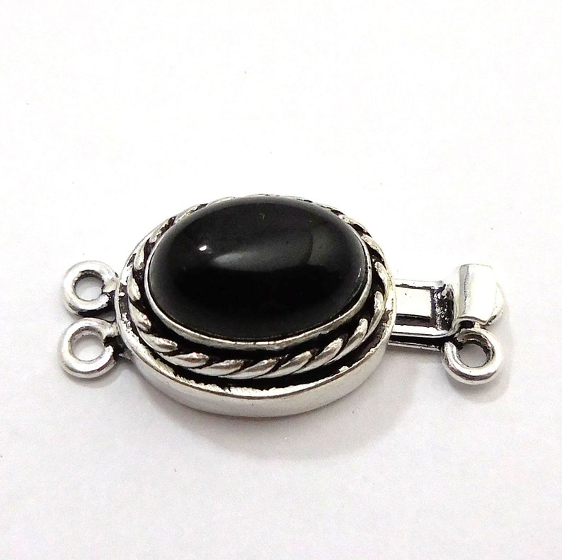 1 Pc Black Onyx Gemstone 1 Strand 2 Strand 3 Strand Oval Box Clasp ...