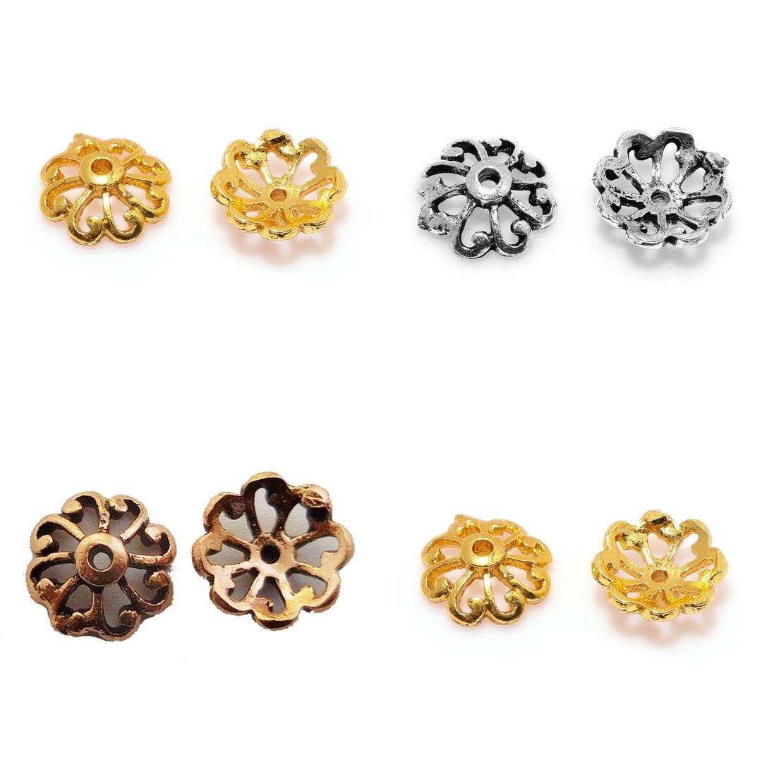10 Pcs 12mm Bali Filigree Bead Cap Oxidized Copper Oxidized Silver ...