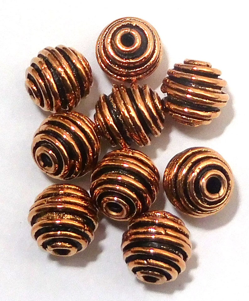 10mm 12mm Bali Bead Antique Sterling Silver Plated Antique Copper ...