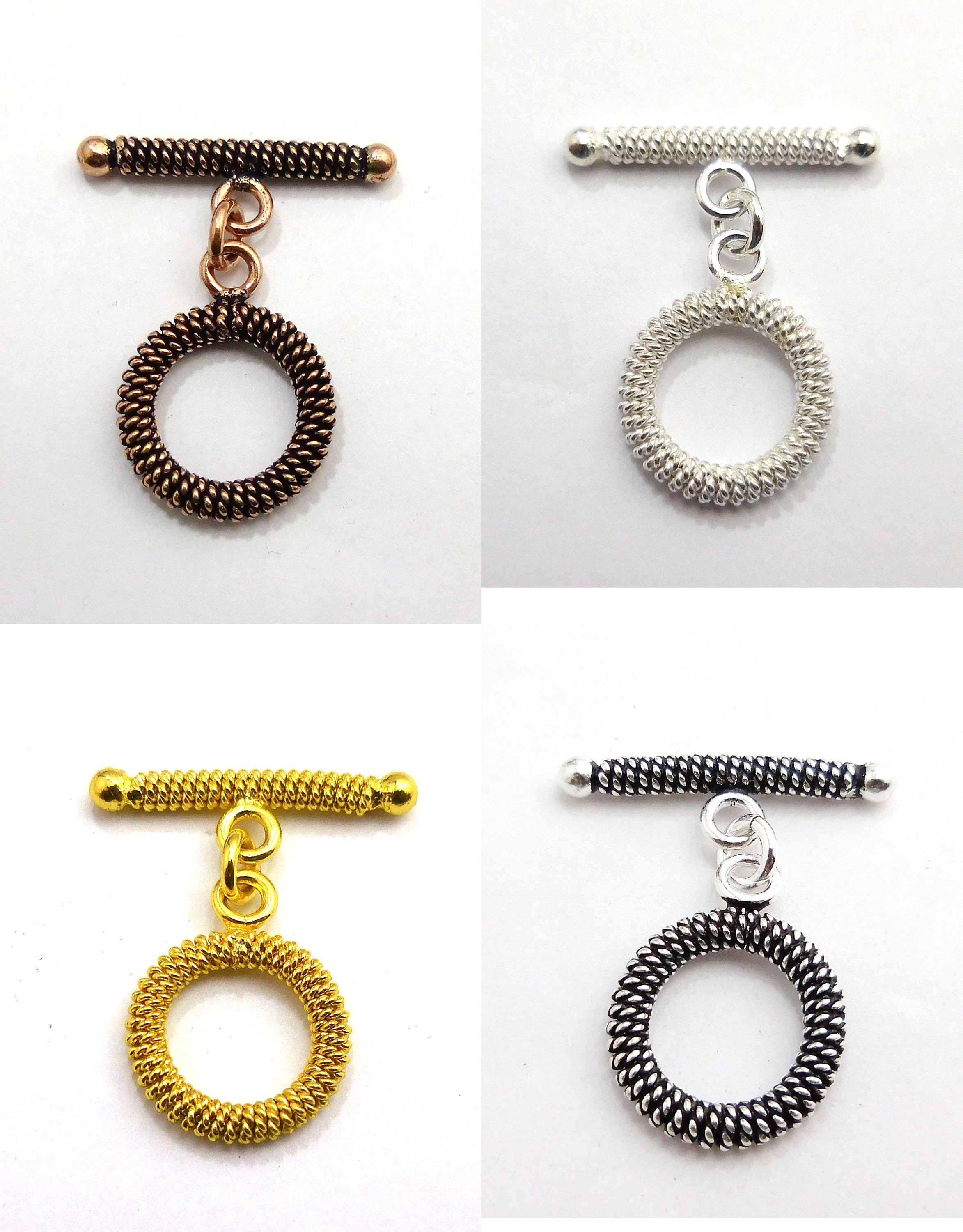 3 Sets 18x27mm Solid Copper Sprial Toggle Clasp Oxidized - Etsy