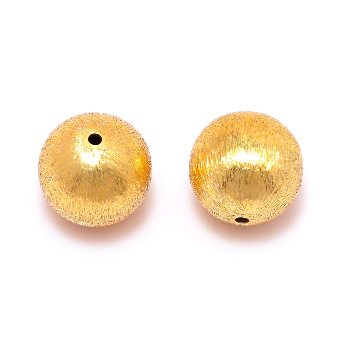 50 Pieces 5mm Brushed Gold Beads Round Spacers Beads Metal Beads Round ...