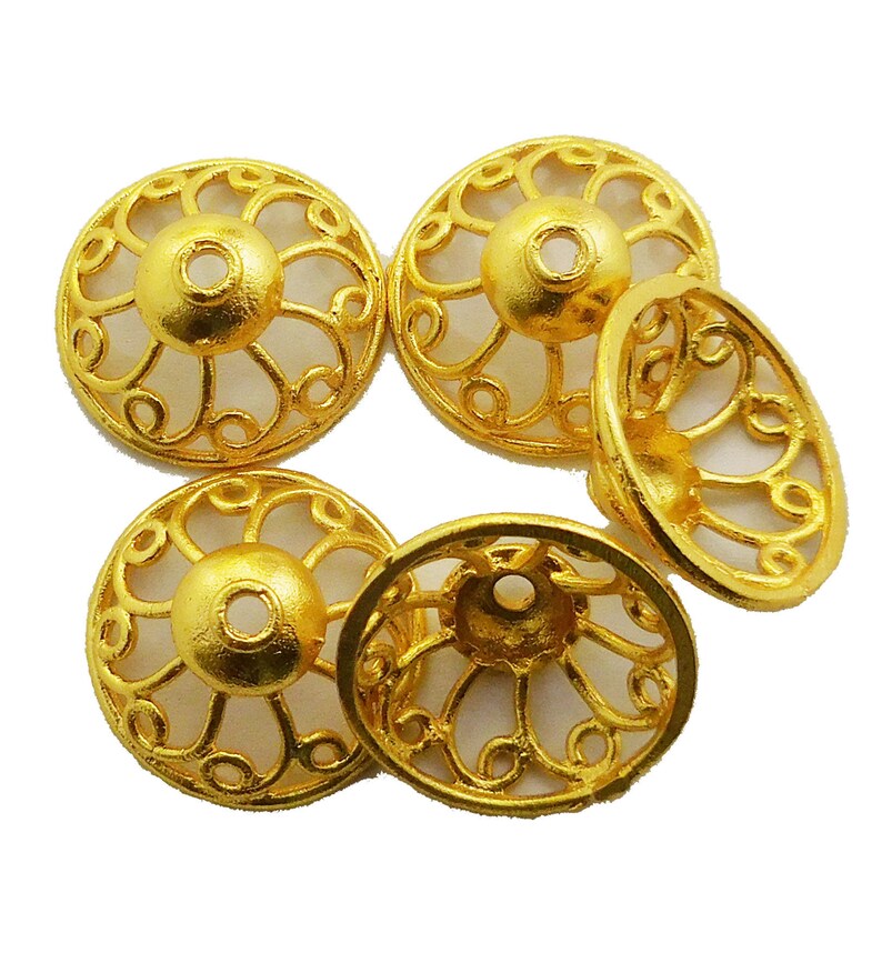4 Pcs 22mm Bali Flower Bead Cap Antique Copper Antique Silver Plated ...