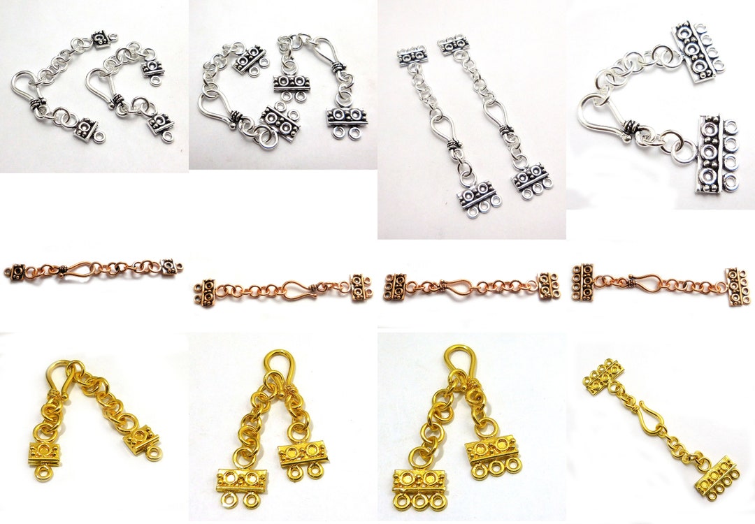 1 Set Multi Strand Clasp Antique Silver Plated Antique Copper 18k Gold Plated Extender Chain