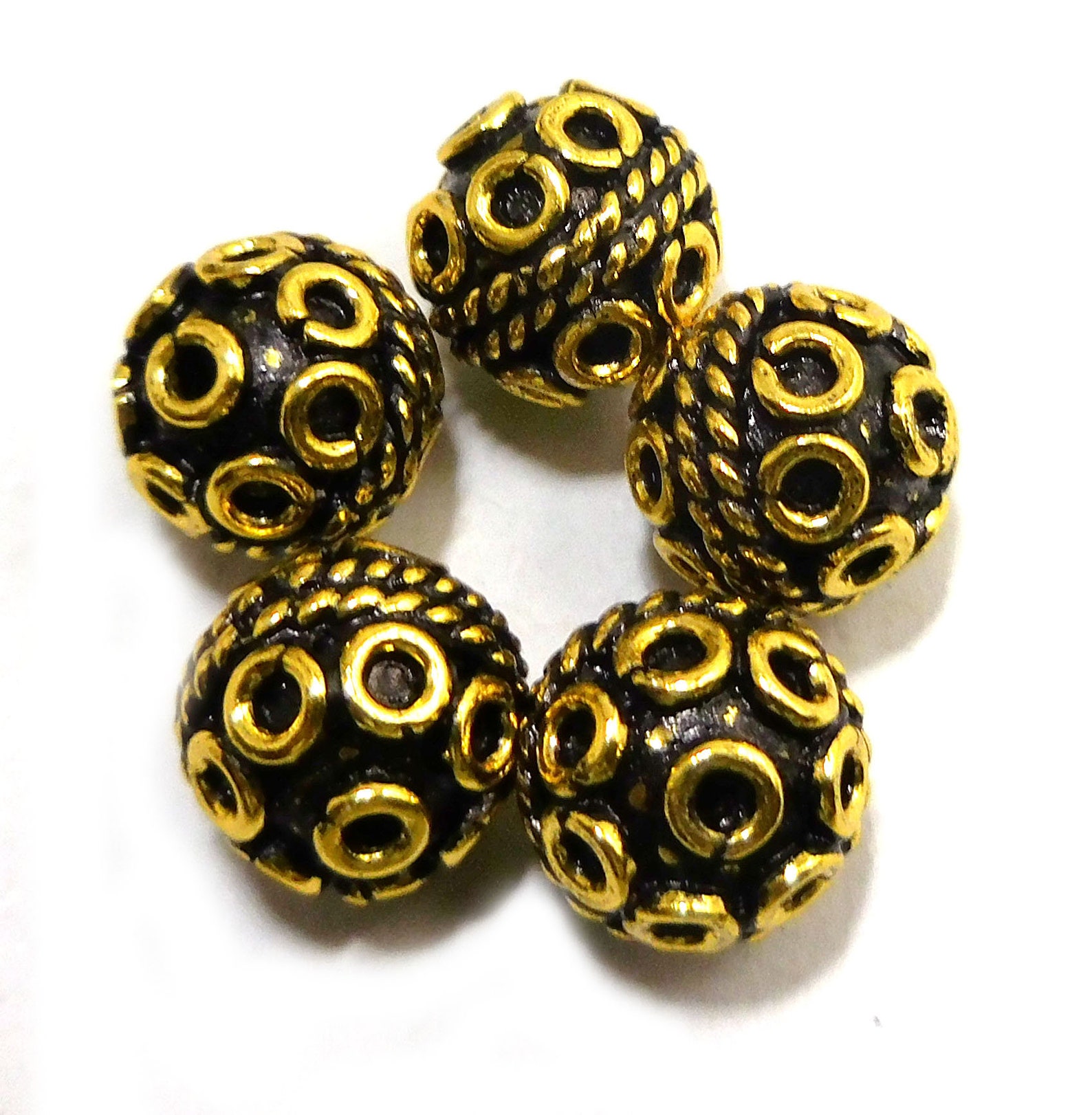 8mm 10mm Solid Copper Bali Bead Antique Sterling Silver Plated Antique ...