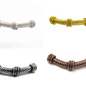 7 Pieces 25x3mm Curved Tube Bead Oxidized Silver Plated Antique Copper ...