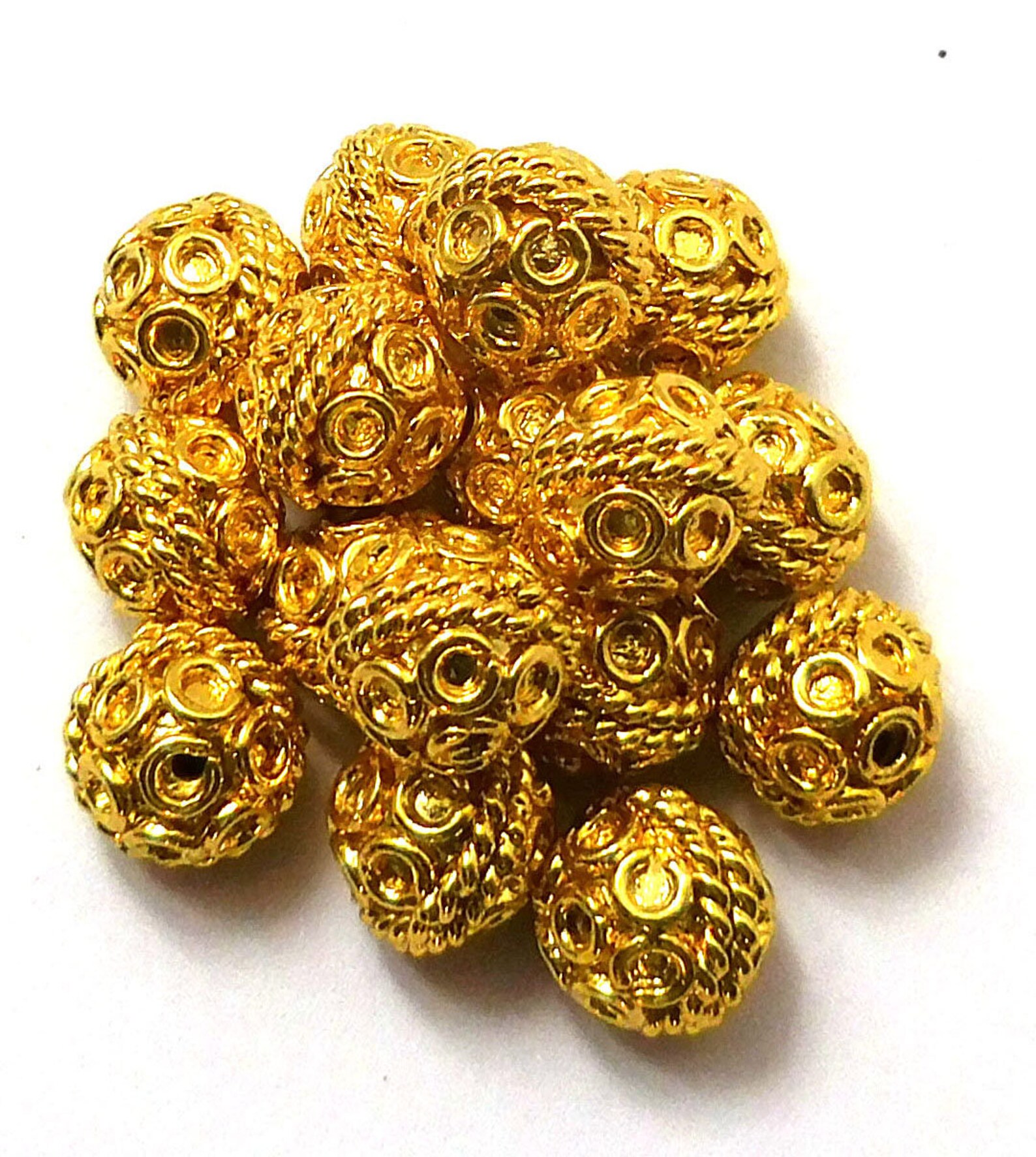 8mm 10mm Solid Copper Bali Bead Antique Sterling Silver Plated Antique ...