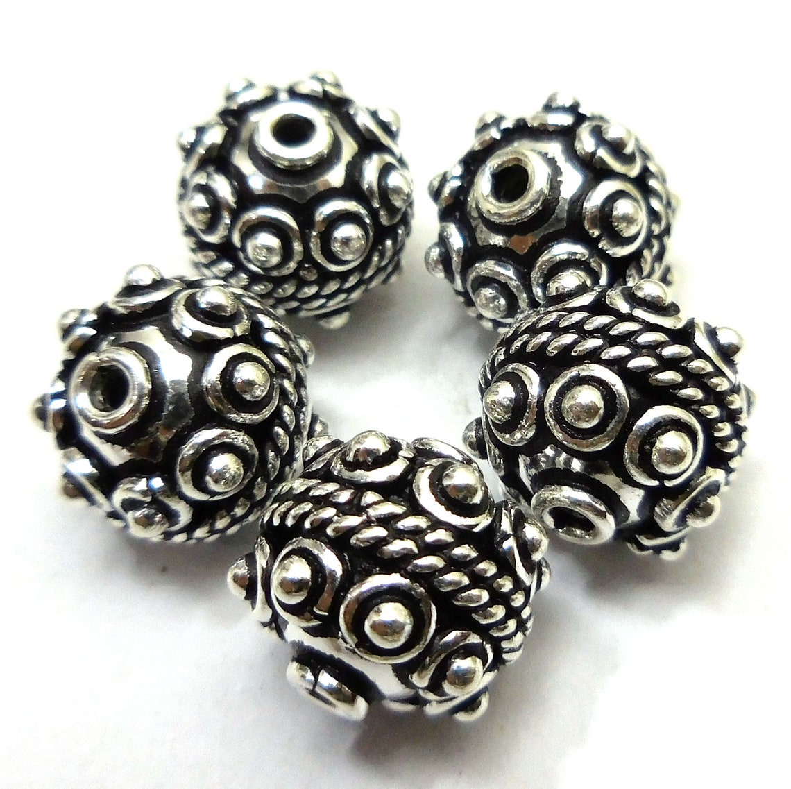 8mm 10mm Solid Copper Bali Bead Oxidized Sterling Silver - Etsy