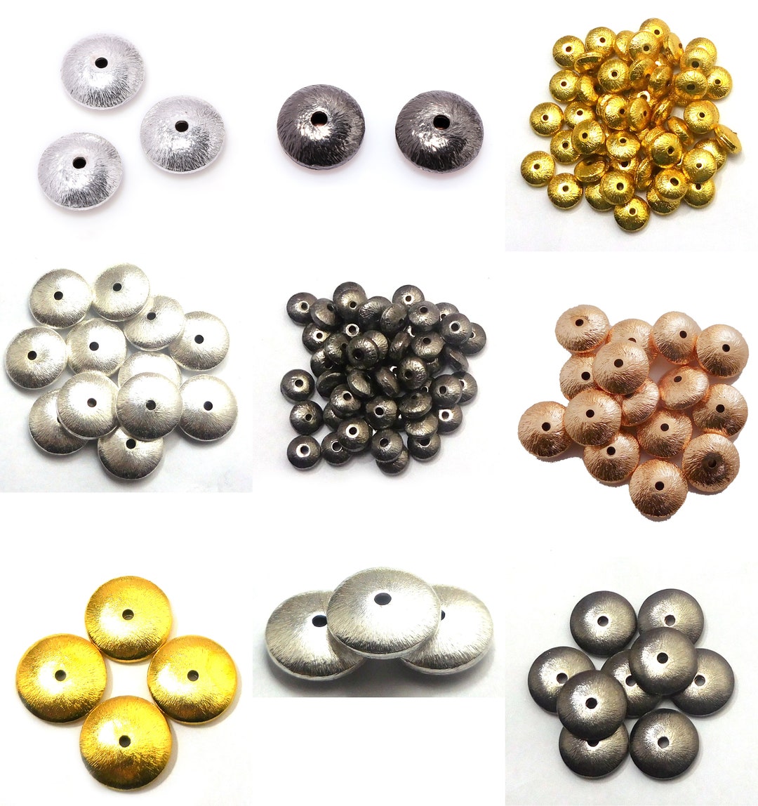 6mm to 20mm Rondelle Brushed Beads Coin Beads Silver Plated Black Gold ...