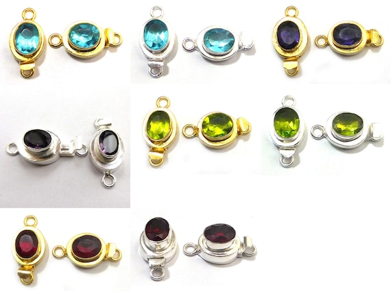 1 Piece Gem Stone Box Clasp 1 Strand Real Silver Plated 24k | Etsy