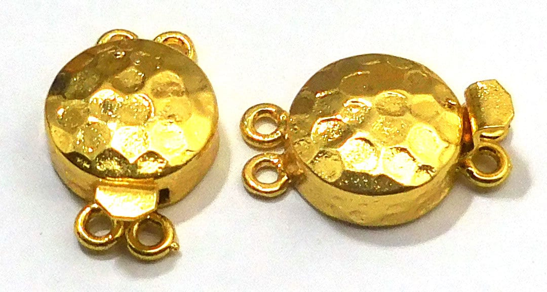 1 Pc Hammered Multi Strand Round Box Clasp 2 Strand 18k Gold Plated ...