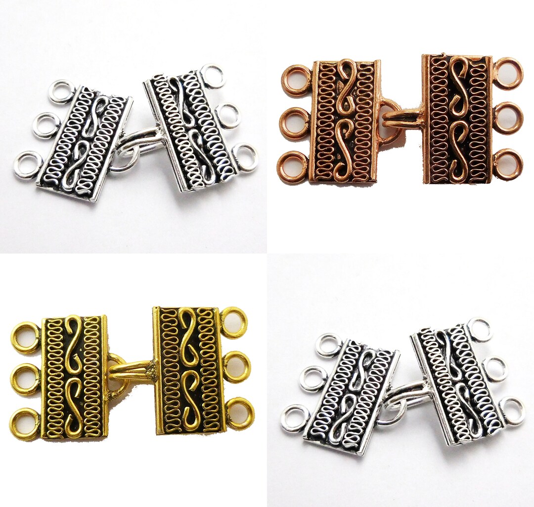 1 Set 40x22mm Handmade Multi Strand Clasp Three Strand Hook Clasp ...