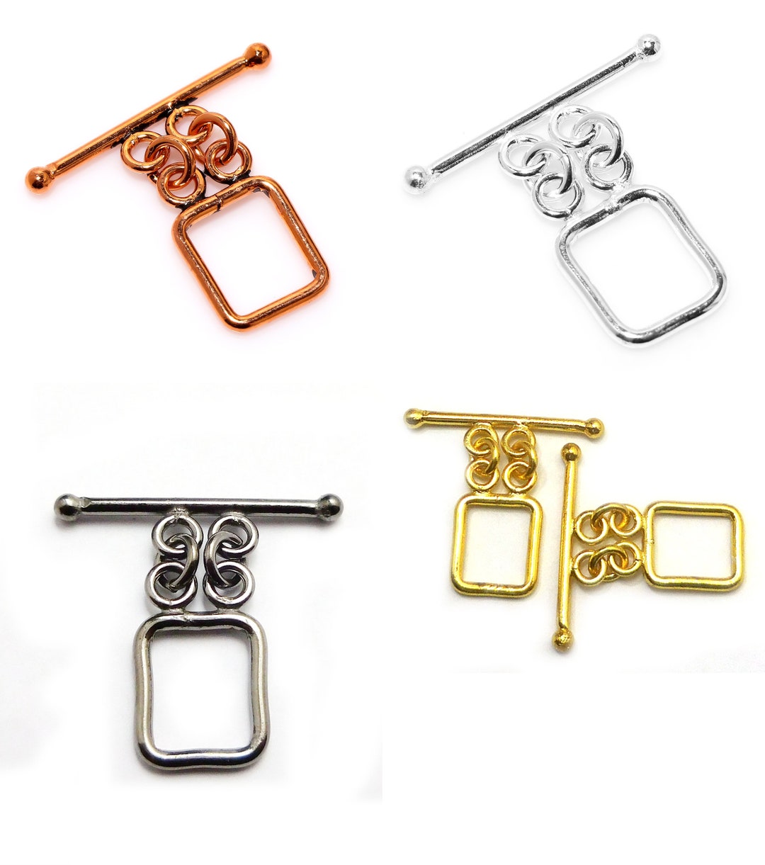 4 Sets 20x33mm Square Toggle Clasp Two Strand Oxidized Silver Plated ...