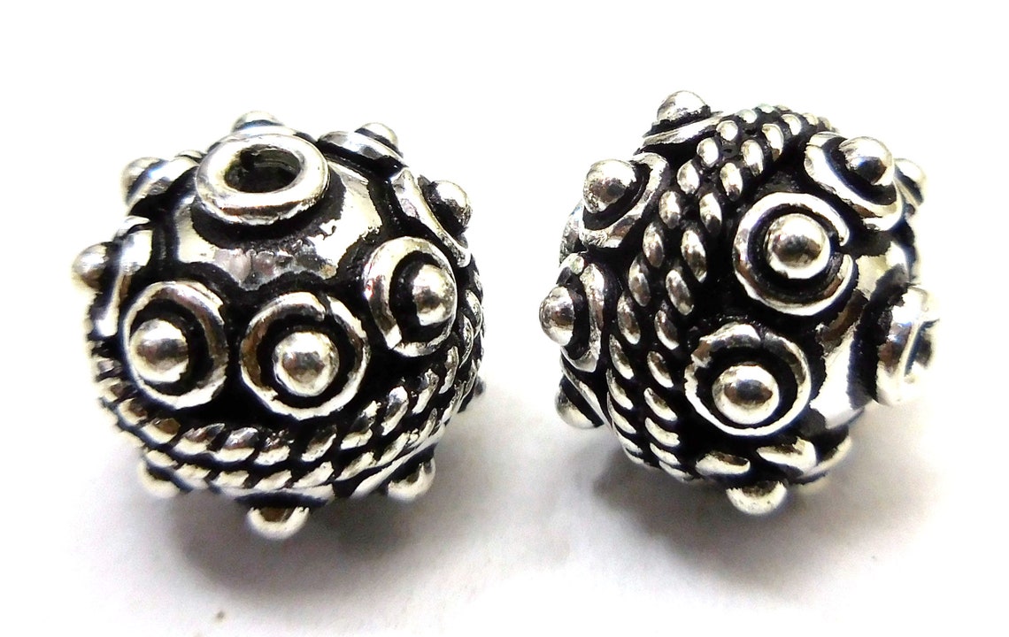 8mm 10mm Solid Copper Bali Bead Oxidized Sterling Silver - Etsy