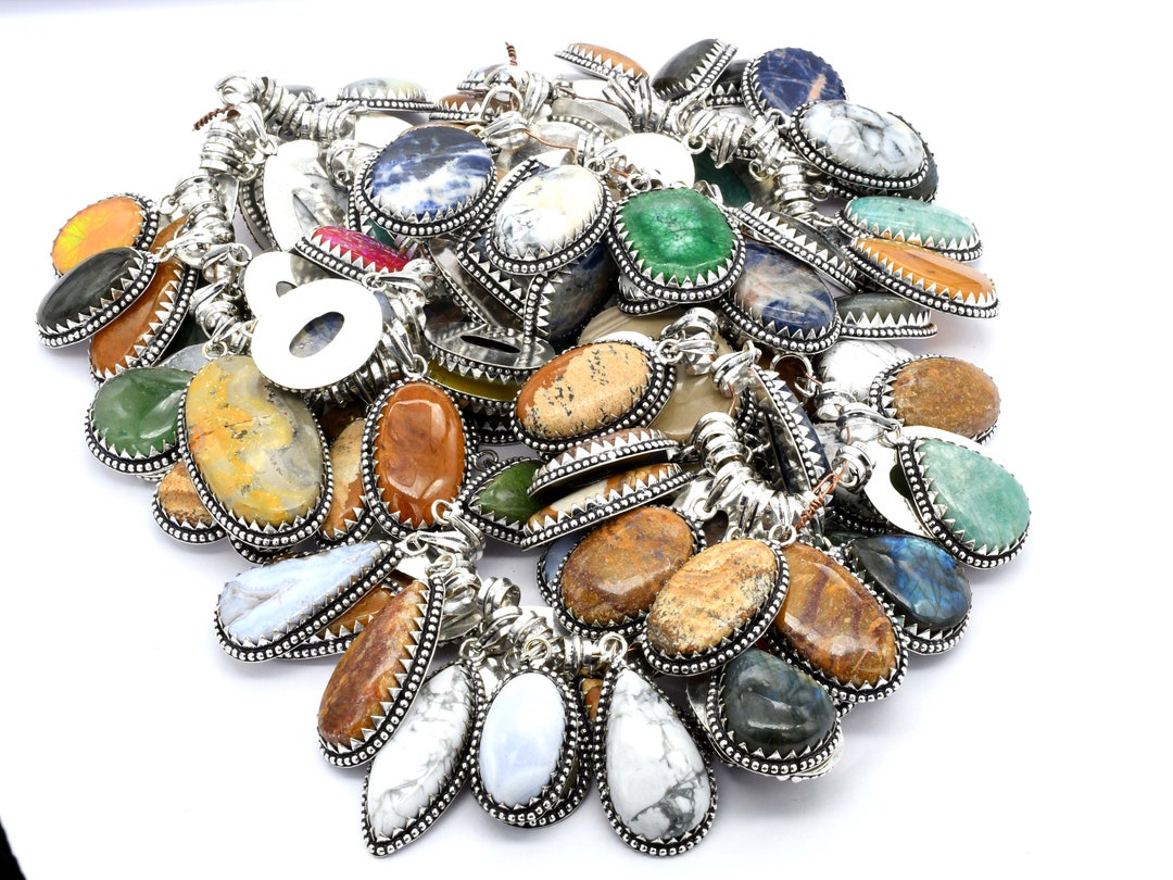 Mix Jamstone Pendant Lot, Natural Assorted Gemstone Handmade Pendant ...
