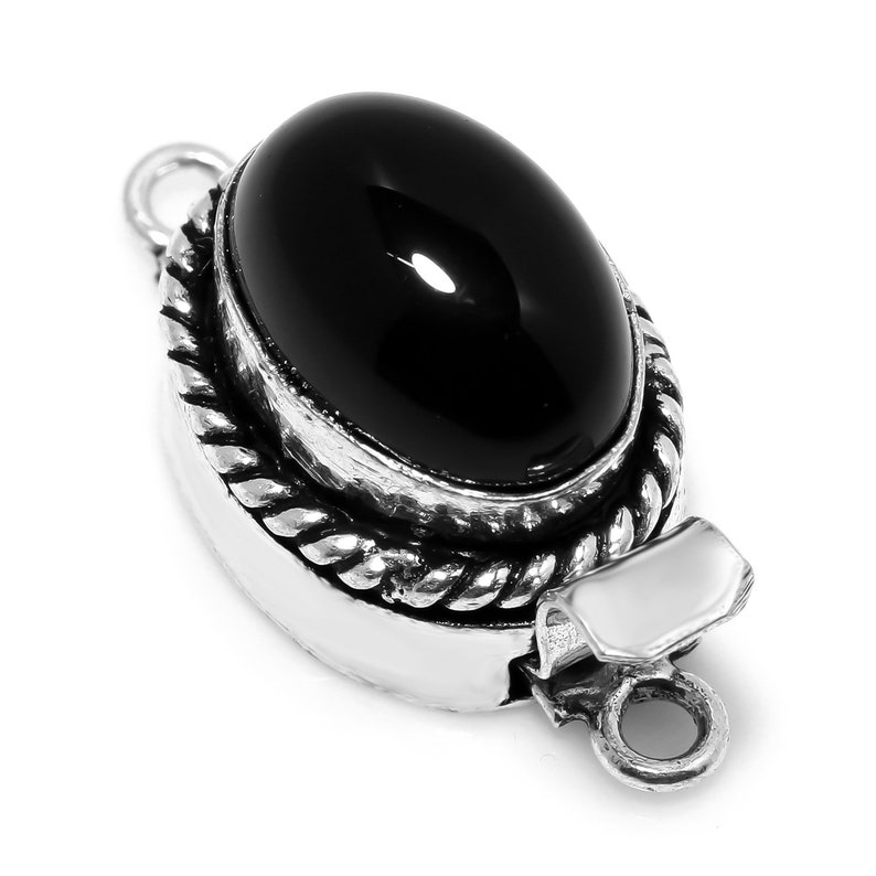 1 Pc Black Onyx Gemstone 1 Strand 2 Strand 3 Strand Oval Box Clasp ...