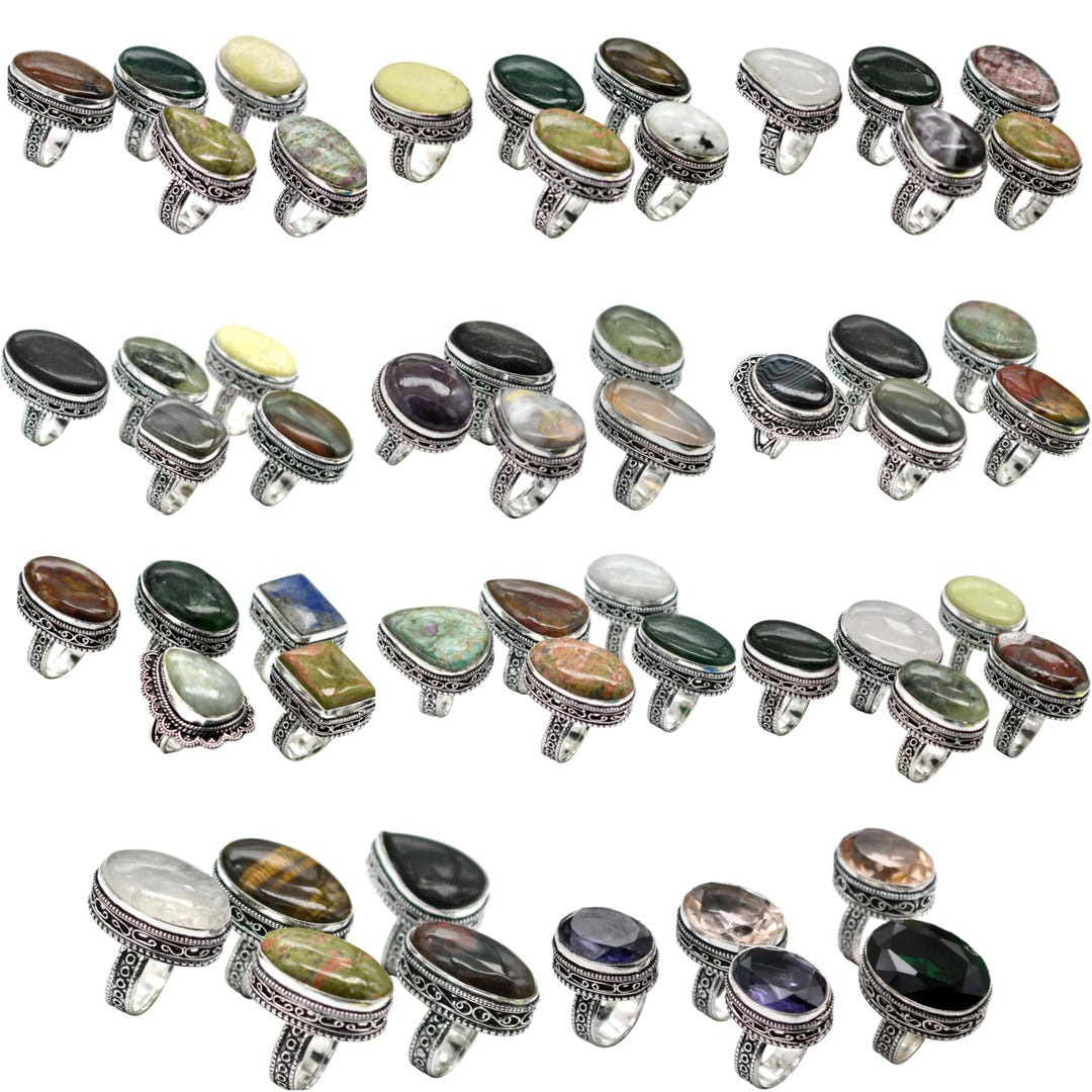 Mystery Pack of Rings, Gemstone Rings, Bulk Ring Lot, Wholesale Rings ...