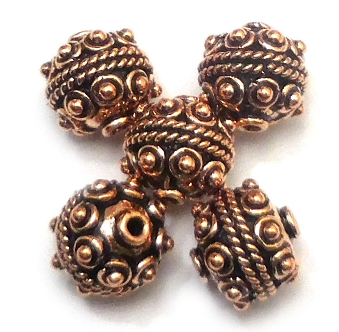 8mm 10mm Solid Copper Bali Bead Oxidized Sterling Silver - Etsy