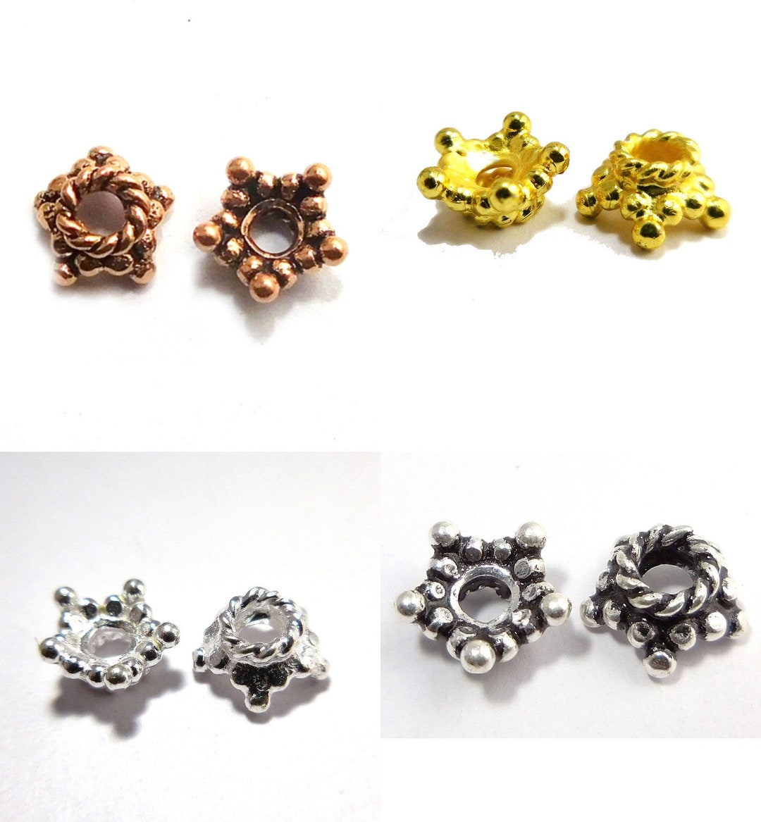20 Pcs 8x4mm Handmade Bali Star Bead Cap Oxidized Silver Plated ...